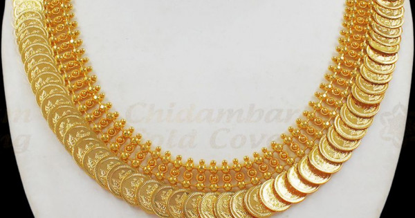 Buy Heavy Pattern Lakshmi Coin Kasu Malai Necklace Real Gold Like ...