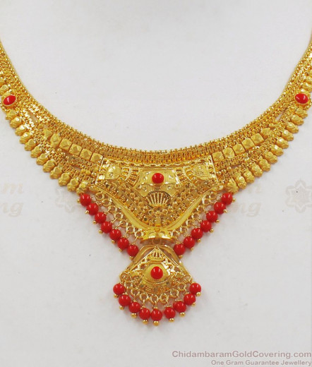 Buy Delightful Pavala Muthu Gold Forming Necklace With Earrings NCKN2074