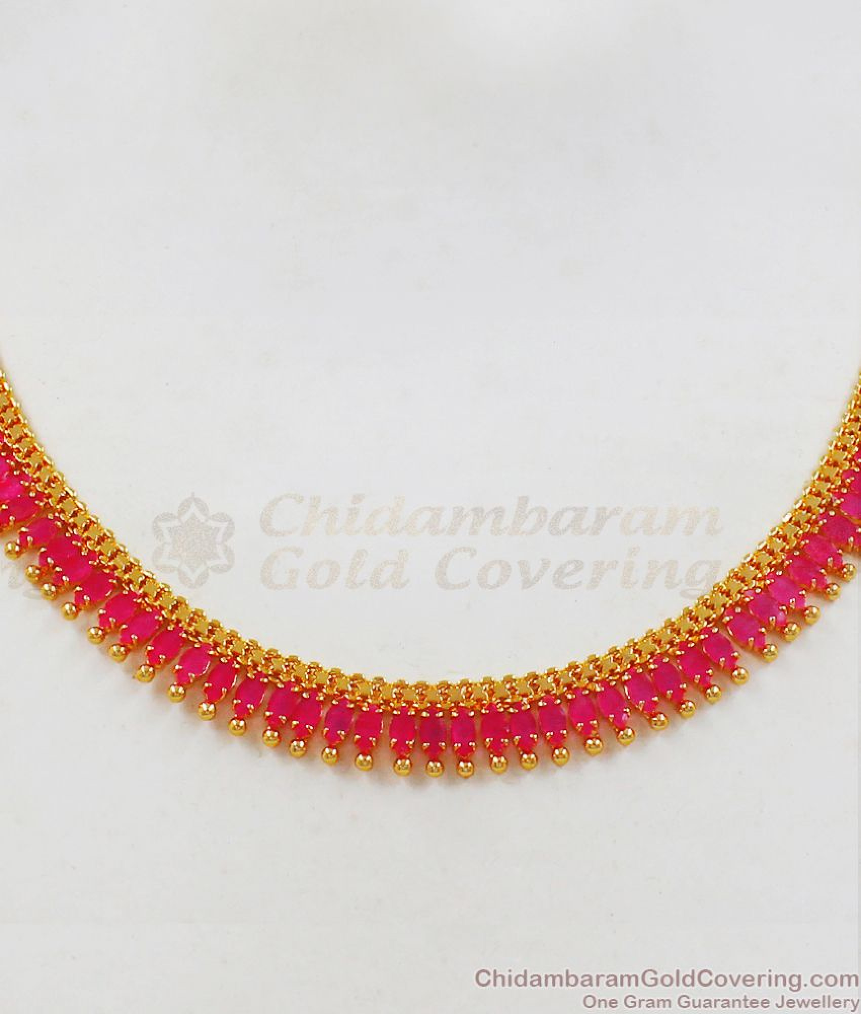 Full Ruby Stone Gold Necklace For Party Wear Collection NCKN2193
