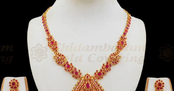 Buy Ruby Stone Gold Necklace For Party Wear Collection NCKN2195