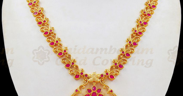 Attractive Design Ruby Stone Gold Necklace Party Wear NCKN2335