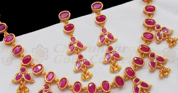 Fabulous Full Ruby Stone Gold Necklace Earring Combo NCKN2363