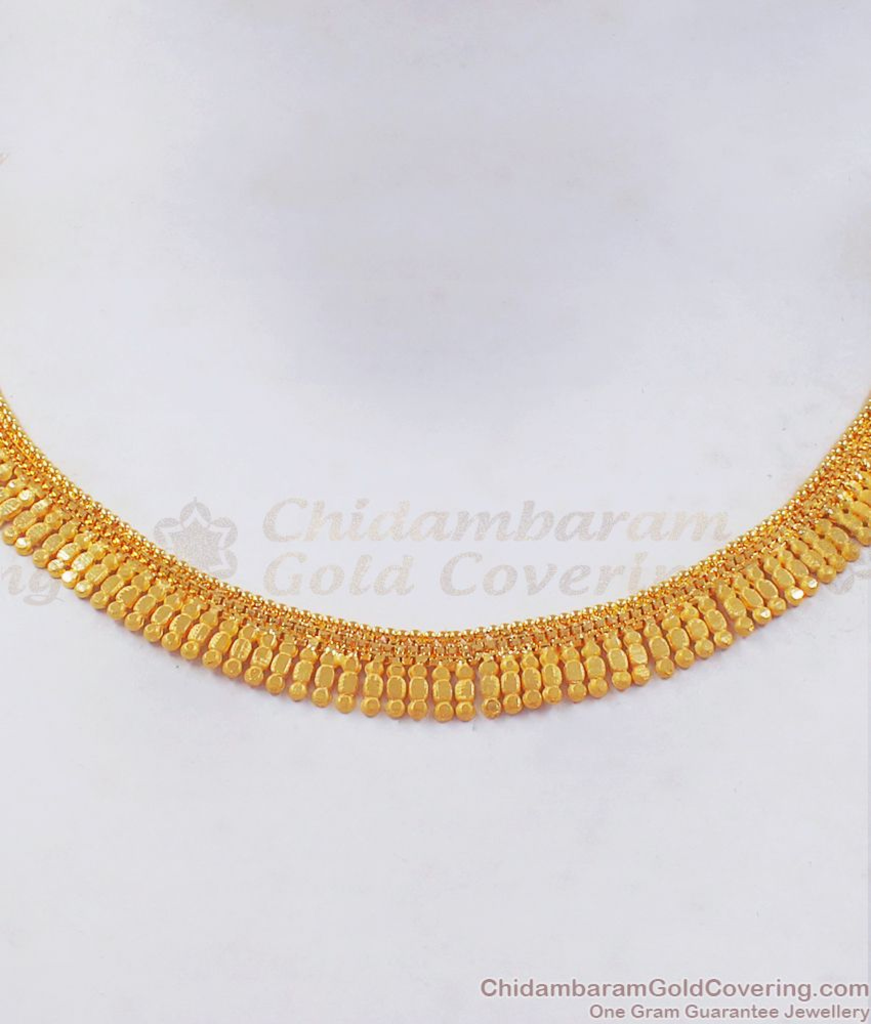 Mini Choker Design Forming Two Gram Gold Necklace Earring Combo NCKN2411