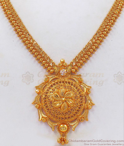 Fancy Peacock Pattern Multi Stone Chain Necklace Design NCKN1020