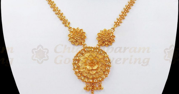 Simple Flower Design Gold Plated Daily Wear Necklace NCKN2488