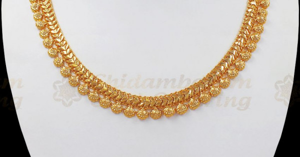 Close Neck One Gram Gold Necklace Heartin Chain Shell Design NCKN2533