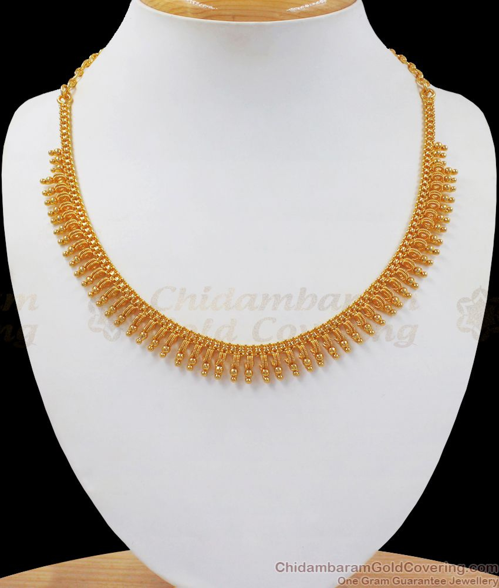 Gold Plated Necklace Net Pattern Mullaipoo Design NCKN2535