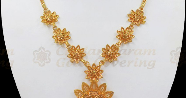Arabic Design Necklace 1 Gram Gold Jewelry Flower Pattern NCKN2544