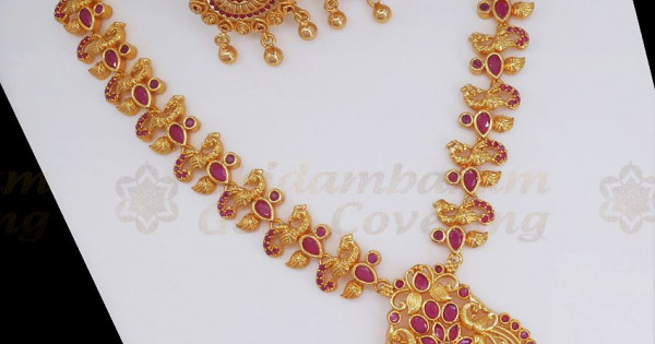 Plain Real Gold Design Necklace Set with Earrings Buy Online