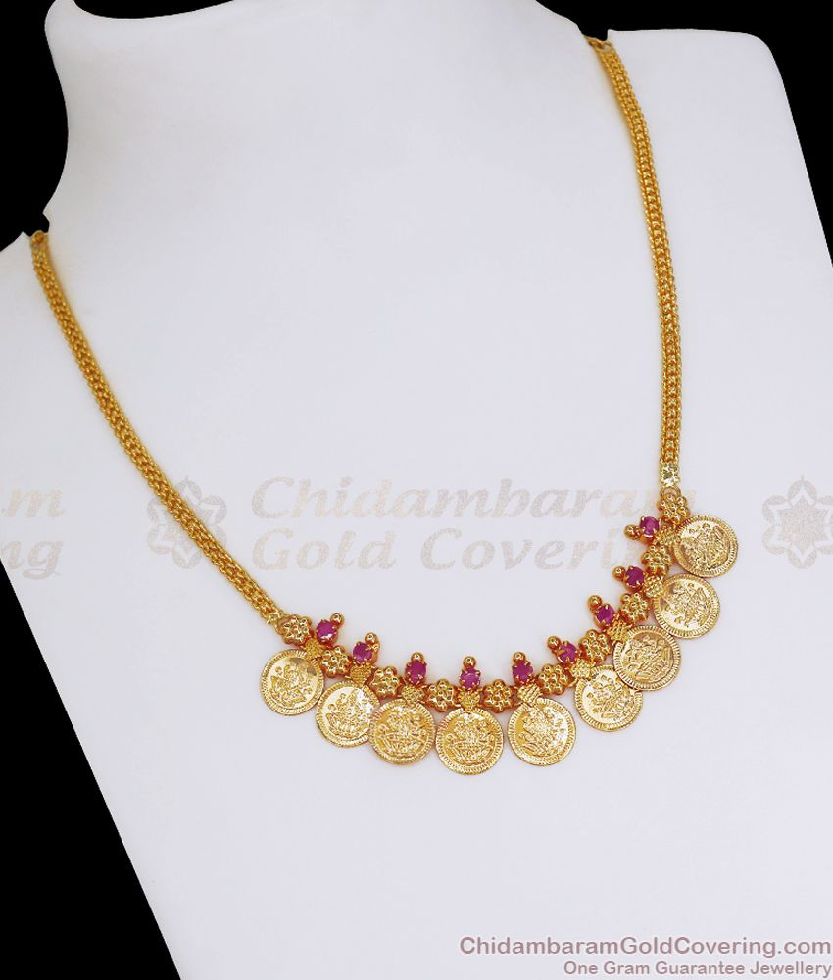 Buy Light Weight Gold Plated Lakshmi Kasu Necklace NCKN2603