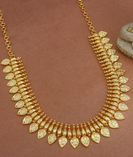 Heart Shaped Gold Plated Necklace Ruby Stone Design NCKN3614