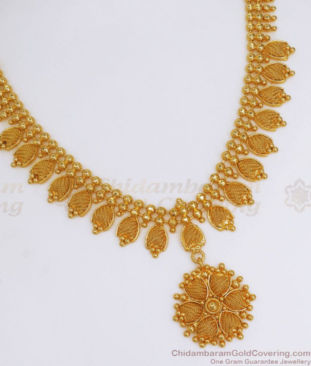 Buy Online 1 Gram Gold Necklace Floral Design NCKN2640