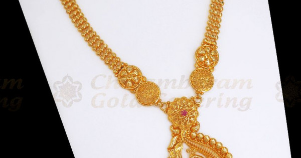 Pure Gold Plated Handmade Necklace Peacock Design Bridal Wear NCKN2689