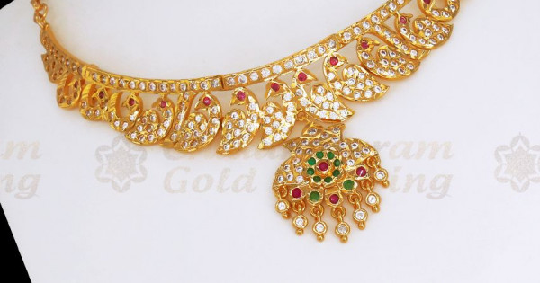 Grand Peacock Pattern Impon Choker Necklace Bridal Collection NCKN2707