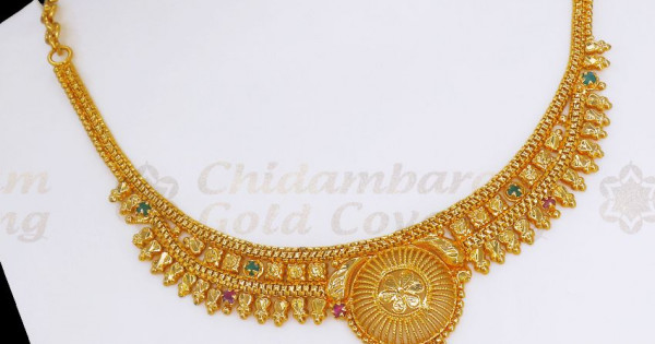 Classic Bridal Wear One Gram Gold Calcutta Necklace Shop Online NCKN2783