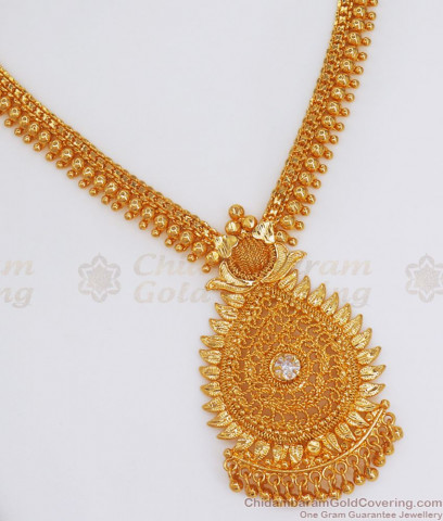 Elegant Gold Plated Stone Necklace Ruby Design NCKN3304
