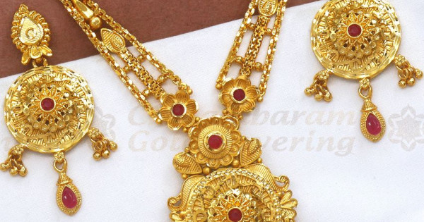 Latest 2 Gram Long Necklace Coral Stone Earring Combo NCKN2817