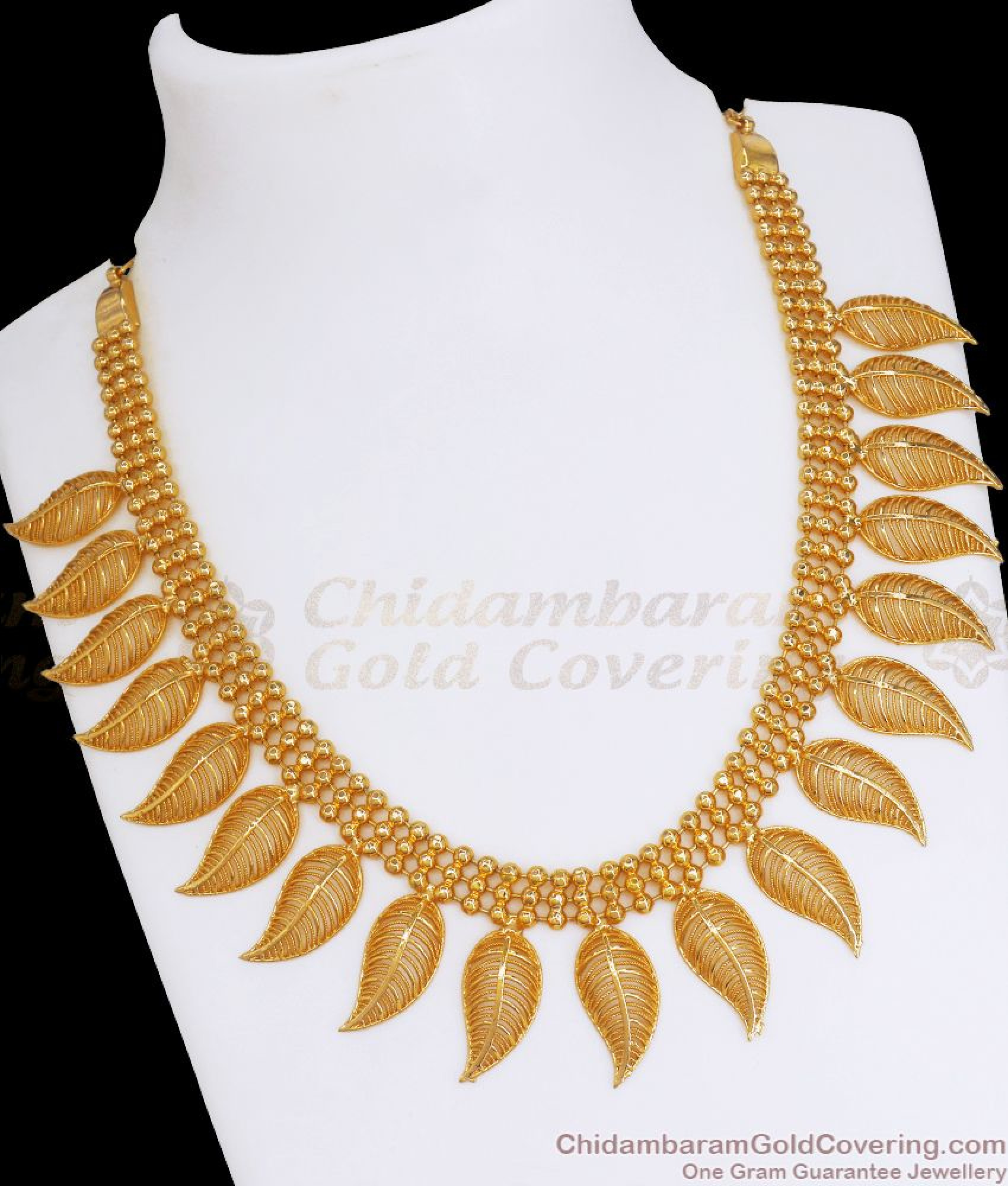 Premium Handcrafted Leaf Pattern Gold Imitation Necklace Party Wear ...