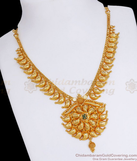 New Model Gold Mango Necklace Emerald Stone Imitation Jewelry ...