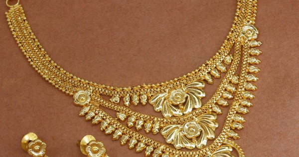 Multiline Calcutta Bridal Gold Plated Necklace Earring Set Shop Online ...