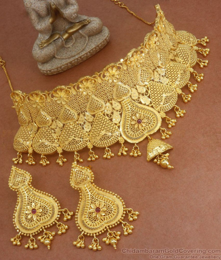 Bridal Choker Set Gold Necklace Design for Marriage NCKN1025
