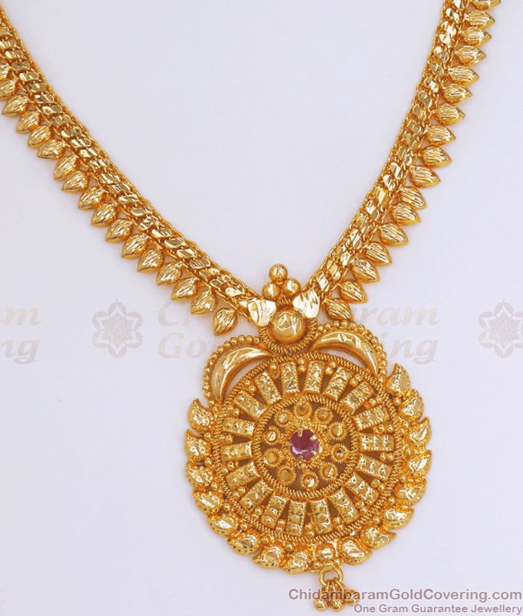 Traditional One Gram Gold Necklace Design NCKN2969
