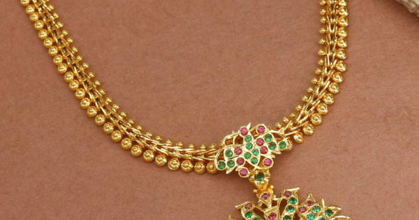 Peacock Design Gold Plated Broad Necklace Impon Attigai Dollar Multi ...
