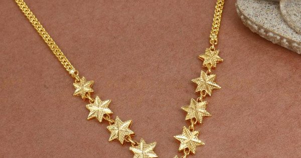 Stylish Gold Plated Necklace Star Design With Beads NCKN3046