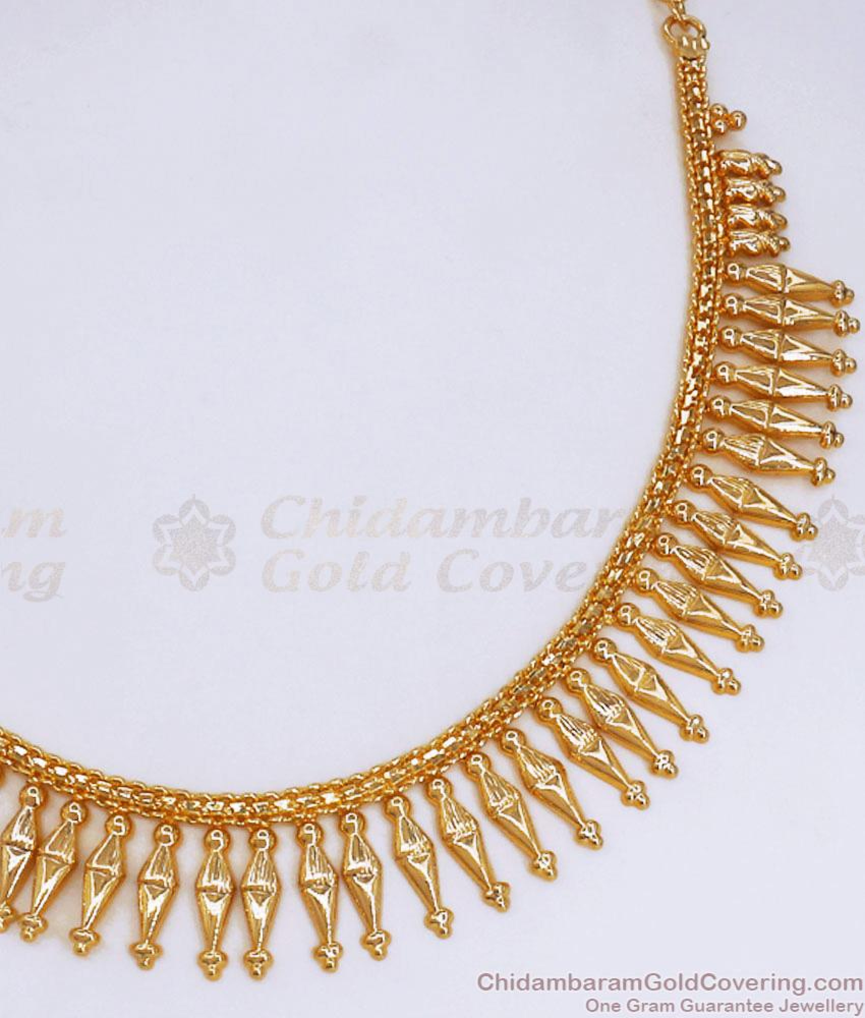 Traditional Plain Gold Mullaipoo Necklace Kerala Jewelry Collections ...