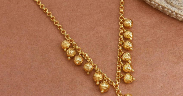 Simple Golden Beads 1 Gram Gold Necklace Designs NCKN3090
