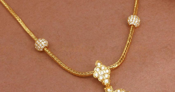 Traditional Impon Necklace with side Balls Design White Gati Stone ...