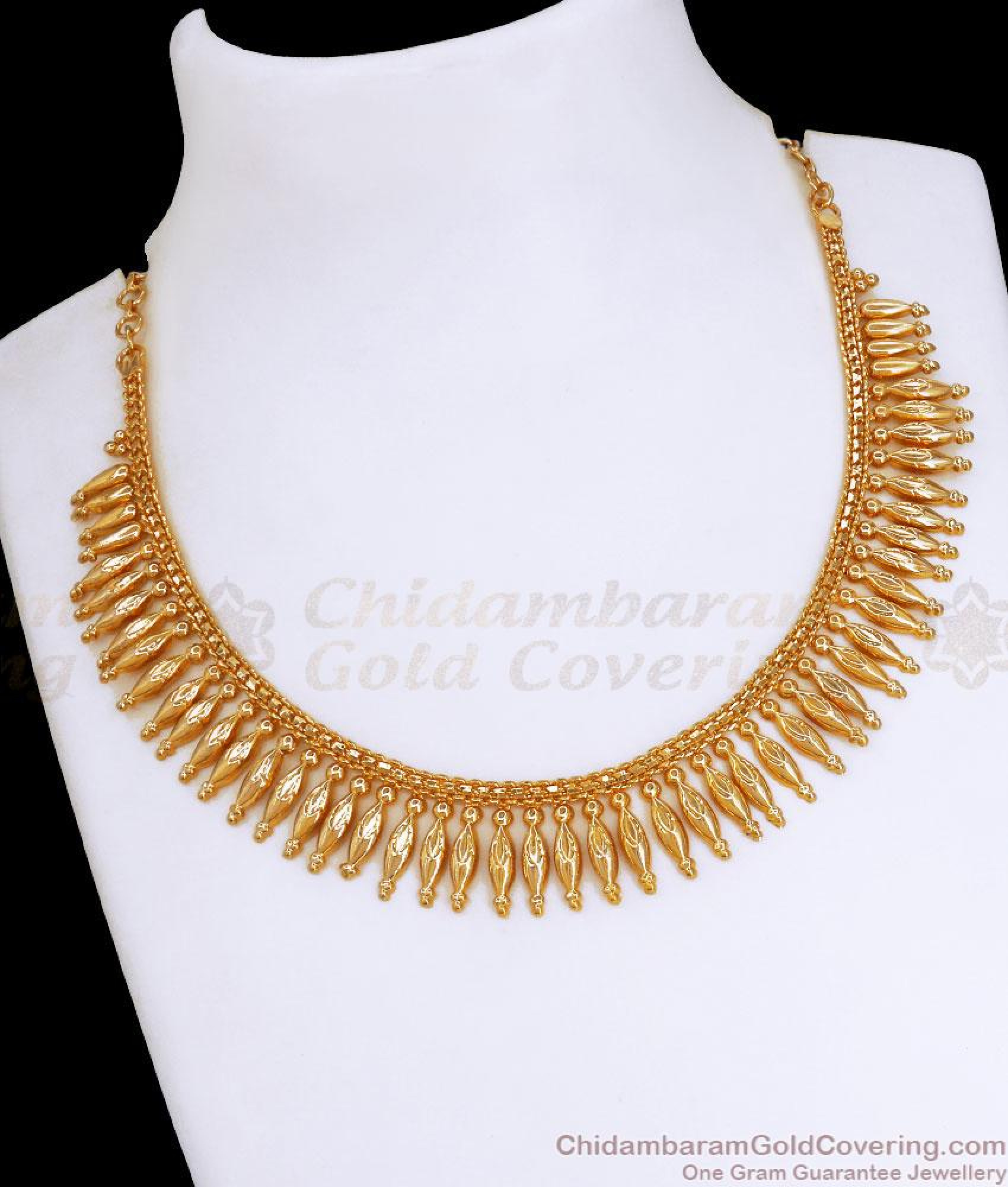 Traditional Long Mullai Arumbu 1 Gram Gold Necklace Designs Online ...