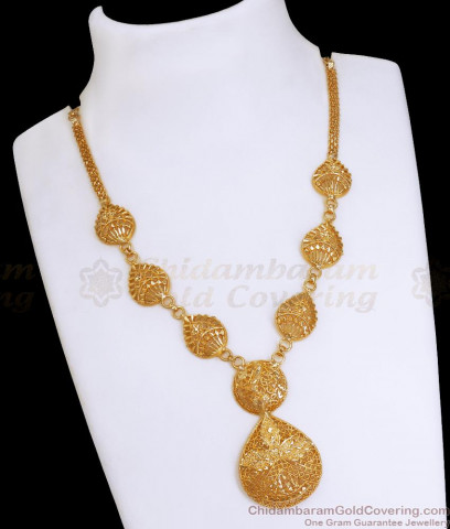 Two Line dangling Gold beads Necklace Design NCKN1014