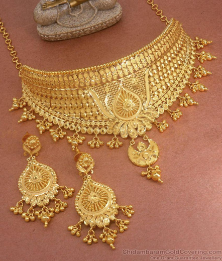 Dazzling Kerala Elakkathali Choker Necklace Bridal Design NCKN1076
