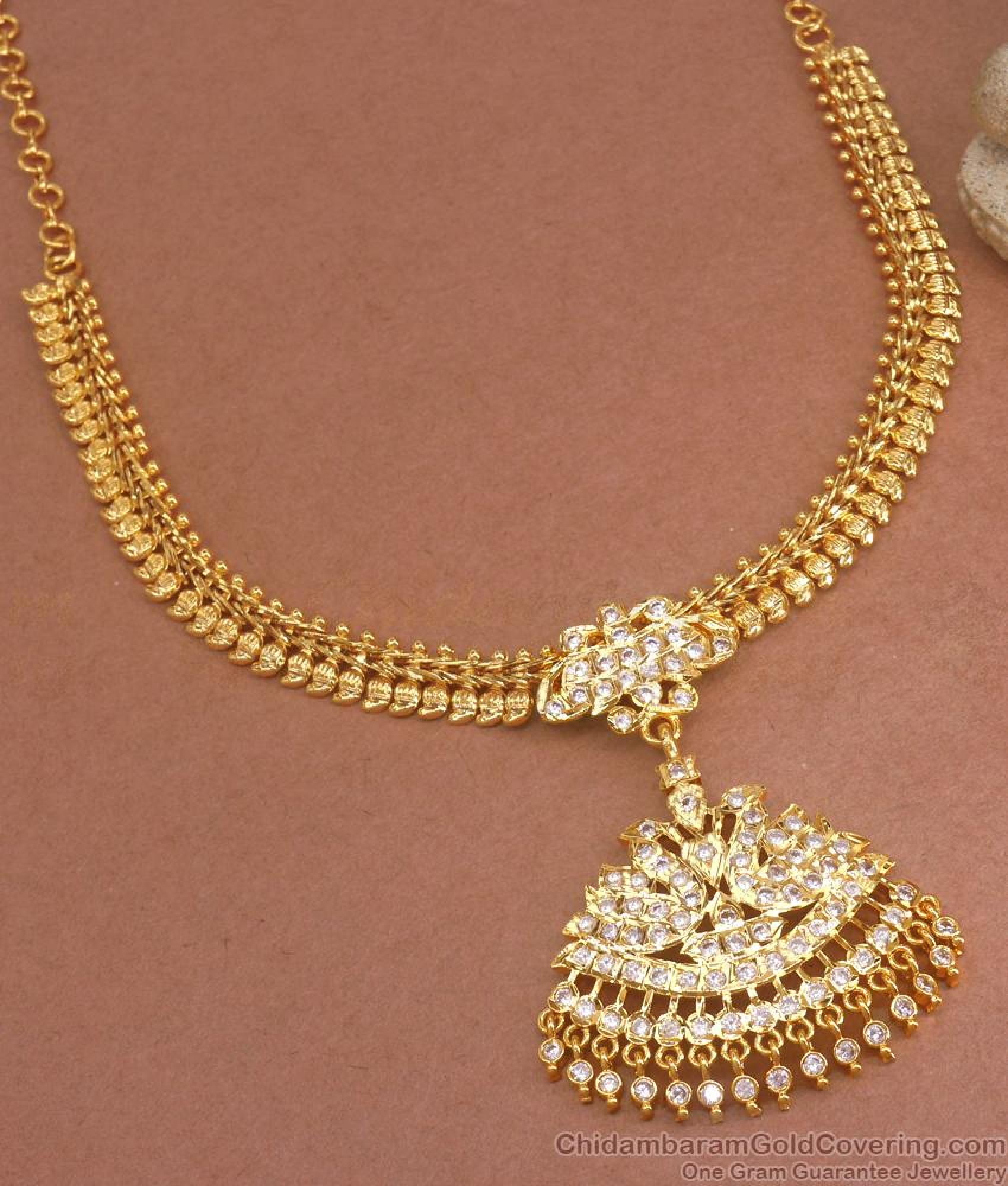 Traditional Impon Necklace Mango Design Swan Pendant NCKN3218