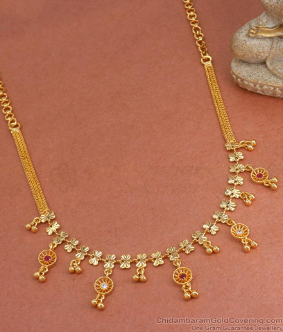 Festival Collections Gold Necklace Ruby Stone Design NCKN2955