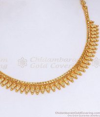 Latest One Gram Gold Necklace Mullai Arumbu Pattern NCKN3263