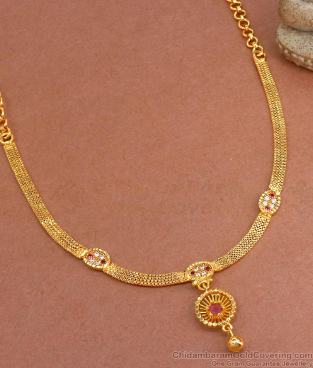 Heavy Gold Plated Mullai Mottu Necklace Kerala Bridal Jewelry NCKN2846