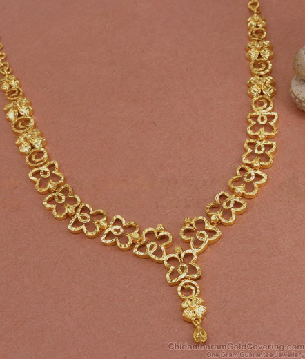 Two Line dangling Gold beads Necklace Design NCKN1014