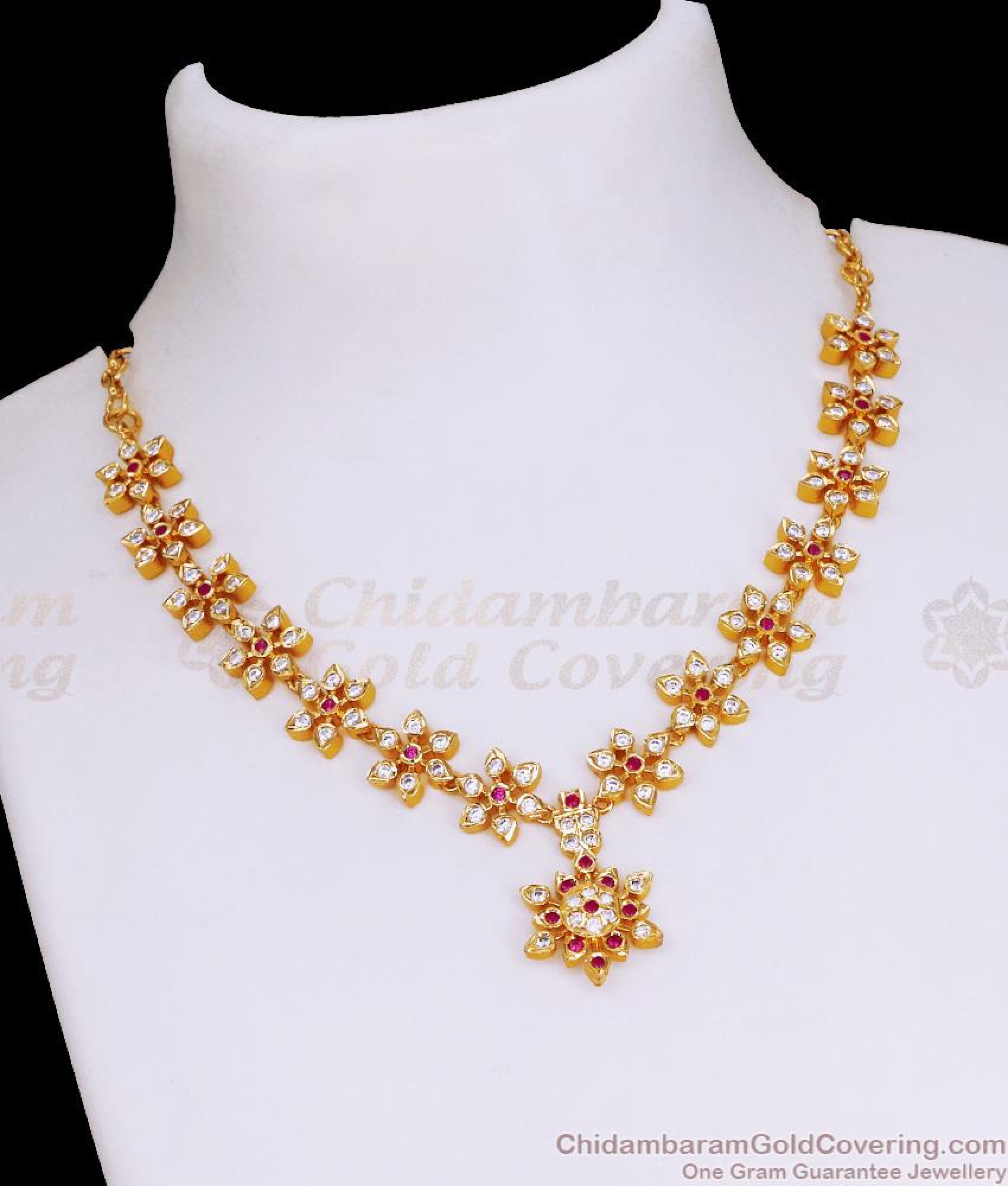 Stylish Impon Necklace Floral Design 5 Metal Jewelry Traditional Look ...