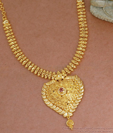 Fancy Peacock Pattern Multi Stone Chain Necklace Design NCKN1020