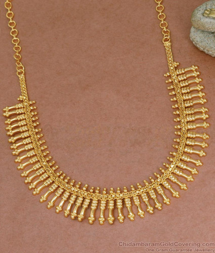 Latest One Gram Gold Necklace Mullai Arumbu Pattern NCKN3263