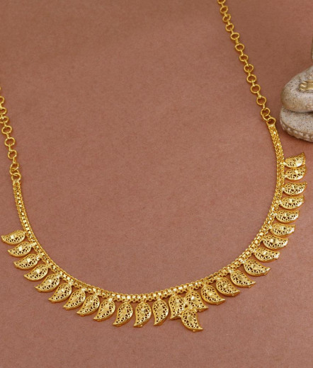 Latest One Gram Gold Necklace Mullai Arumbu Pattern NCKN3263
