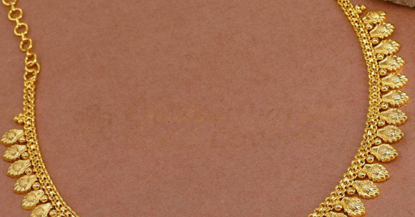 Traditional 1 Gram Gold Necklace Mullai Arumbu Design NCKN3609