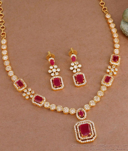 Fancy Peacock Pattern Multi Stone Chain Necklace Design NCKN1020