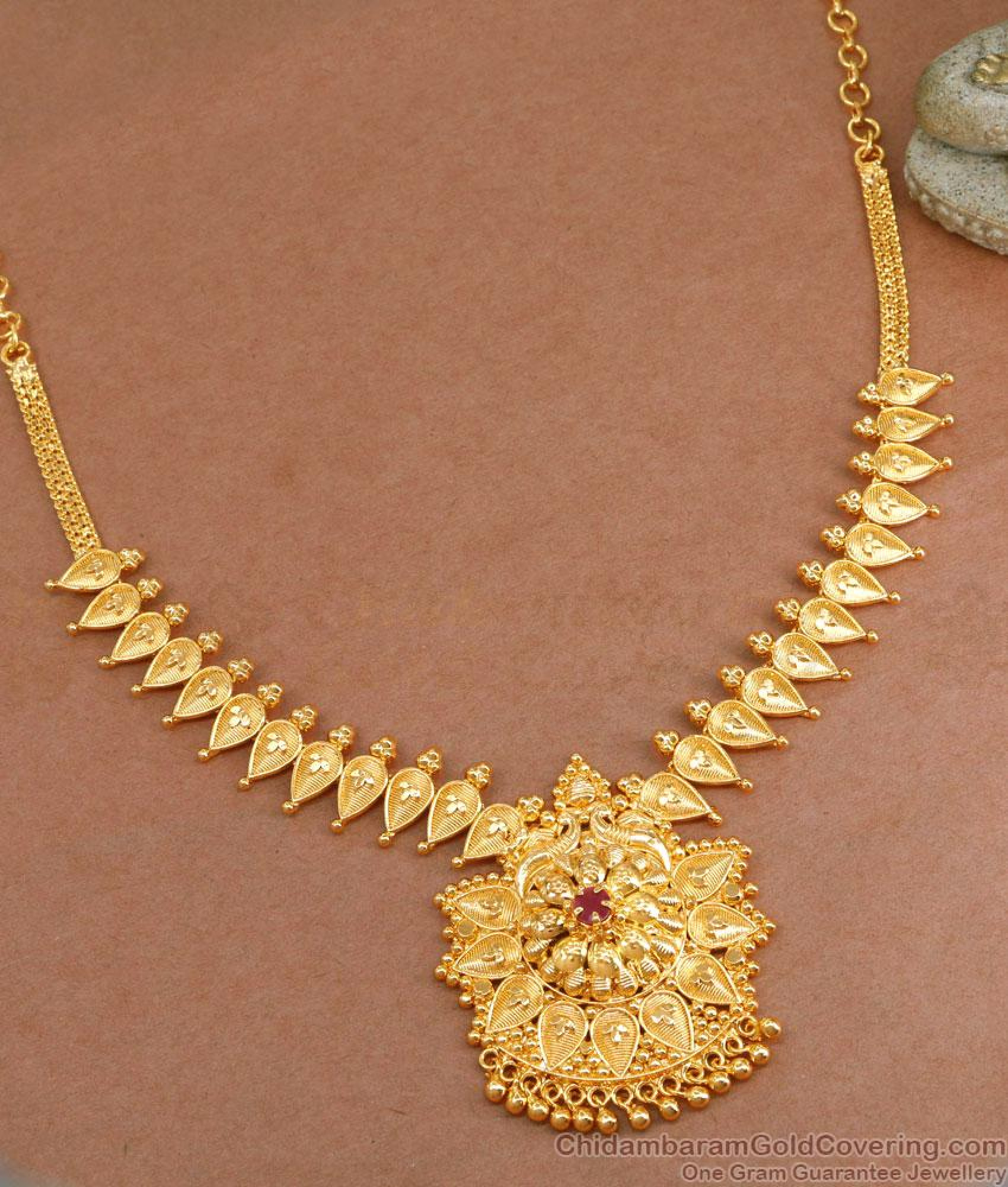 New Arrival Micro Gold Plated Necklace Vishnu Sangu Design For Brides ...