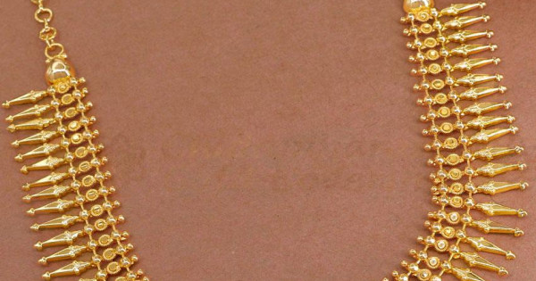 Pure Gold Tone Big Mullaipoo Necklace Light Weight Collection NCKN3743
