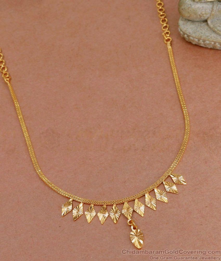 Latest One Gram Gold Necklace Mullai Arumbu Pattern NCKN3263
