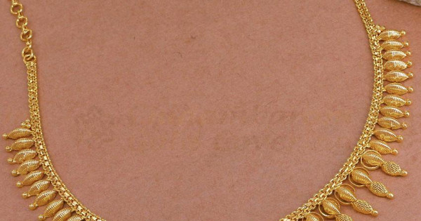 Net Pattern Gold Plated Necklace Mullai Arumbu Design For Marriage NCKN3758
