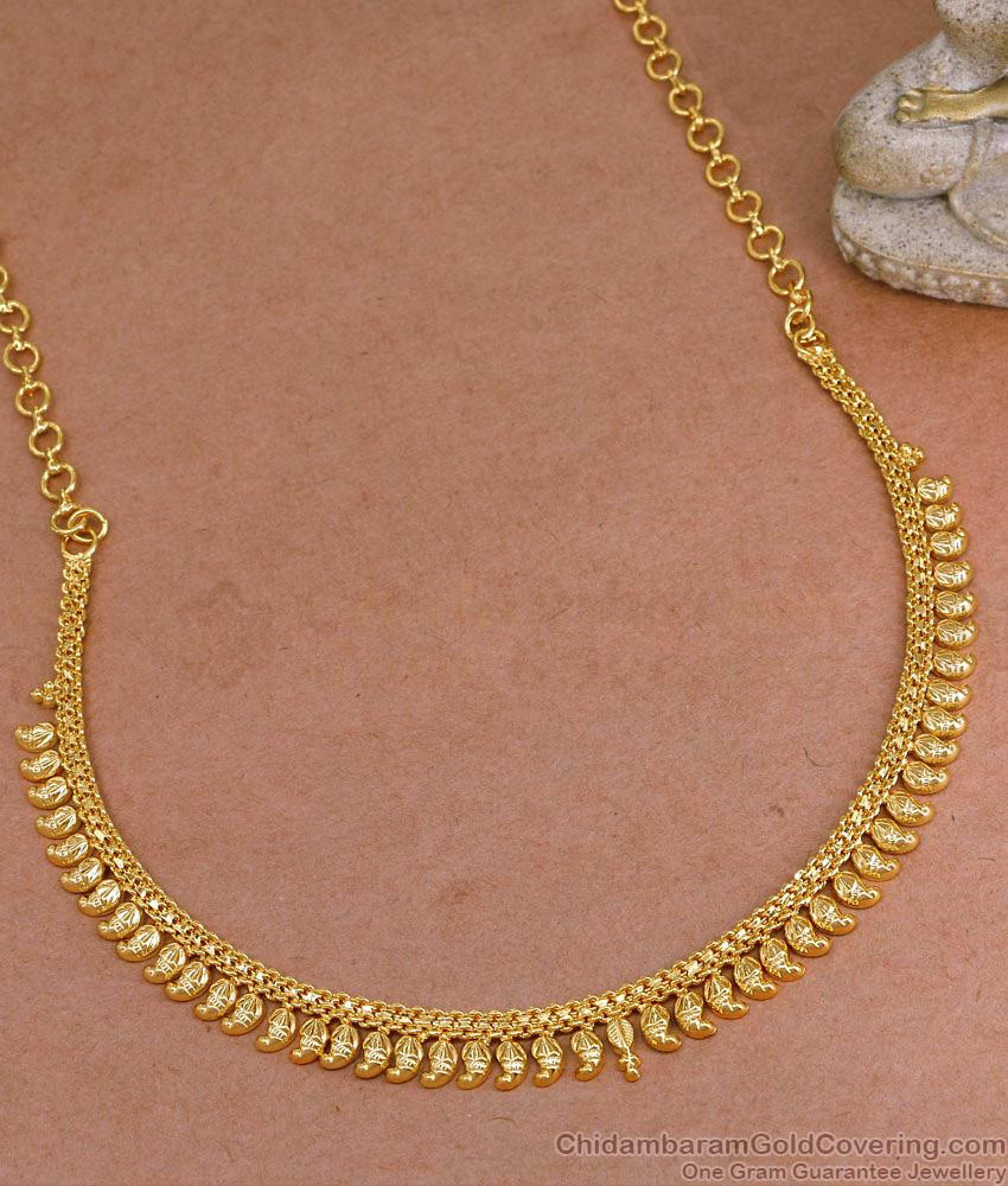 Traditional Mango Design Gold Plated Necklace Designs NCKN3794